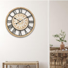 60cm Carved Industro Hamptons Wall Clock - Large Timber