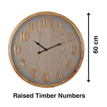60cm Grey Timber Wall Clock – Modern Quiet Style